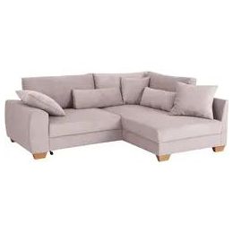 Ecksofa Home Affaire "Helena II, L-Form" Sofas Gr. B/H/T: 227 cm x 77 cm x 190 cm, Luxus-Microfaser weich, Ottomane rechts, ohne Bettfunktion, rosa (flamingo) Mit Federkern, wahlweise mit Bett und Taschenfederkern