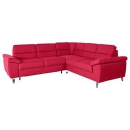 Sit & More Ecksofa SIT & MORE "Sorano L-Form" Sofas Gr. B/H/T: 249cm x 88cm x 229cm, Flachgewebe, langer Schenkel links, mit Bettfunktion-mit Bettkasten, rot wahlweise mit Bett- und Relaxfunktion, inkl. Bettkasten