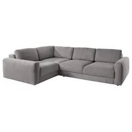 Ecksofa Places of Style "Bloomfield, L-Form" Sofas Gr. B/H/T: 224cm x 84cm x 304cm, Struktur, langer Schenkel rechts, XXL ohne Sitztiefenverstellung, grau extra tiefe Sitzfläche, wahlweise mit Sitztiefenverstellung