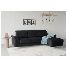 Sit & More Ecksofa SIT & MORE "Sinatra L-Form" Sofas Gr. B/H/T: 258cm x 85cm x 170cm, Struktur weich, Recamiere rechts, Ohne Kopfteilverstellung-Ohne Armteilfunktion-Ohne Bettfunktion-Ohne Bettkasten, schwarz mit Recamiere, optinal Kopfteilverstellung und Armteilfunktion