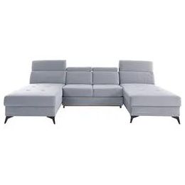 Wohnlandschaft Inosign "Cardiz U-Form" Sofas Gr. B/H/T: 296 cm x 83 cm x 173 cm, Webstoff, gleichschenklig, mit manuellem Vorziehsitz-mit Bettkasten, grau inkl.Kopfteilverstellung und Federkern wahlweise mit Bettfunktion