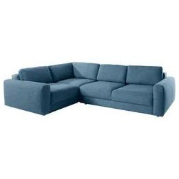 Ecksofa Places of Style "Bloomfield, L-Form" Sofas Gr. B/H/T: 224cm x 84cm x 304cm, Struktur grob, langer Schenkel rechts, XXL ohne Sitztiefenverstellung, blau (tepestry) extra tiefe Sitzfläche, wahlweise mit Sitztiefenverstellung