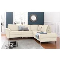 Sit & More Ecksofa SIT & MORE "Texel L-Form" Sofas Gr. B/H/T: 250cm x 87cm x 201cm, Kunstleder SOFTLUX, Ottomane rechts, ohne Funktion, beige (creme) mit Federkern, wahlweise Bettfunktion und Bettkasten