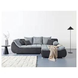 Ecksofa Inosign "Imola L-Form" Sofas Gr. B/H/T: 271cm x 90cm x 104cm, Microfaser-Struktur, Recamiere rechts, ohne Bettfunktion, silberfarben (anthrazit, silber)