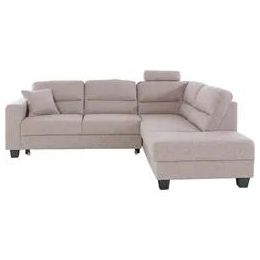 Ecksofa Trendmanufaktur "Chamber, L-Form" Sofas Gr. B/H/T: 245cm x 85cm x 203cm, Struktur grob, Ottomane rechts, Ohne Schlaffunktion, beige (portabella) inklusive einer Kopfstütze, wahlweise mit Schlaffunktion