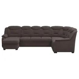 Wohnlandschaft COTTA "Marcus U-Form" Sofas Gr. B/H/T: 330cm x 99cm x 211cm, Chenille, Recamiere links-langer Schenkel rechts-Bettfunktion links, Mit Bettfunktion-mit Schubkasten, grau (charcoal) Bequeme Wohnlandschaft in klassischem Design mit hoher Rückenlehne