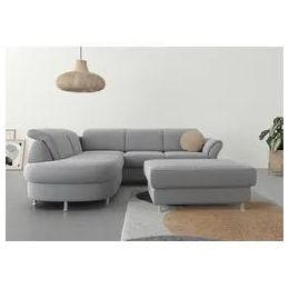 Sit & More Ecksofa SIT & MORE "Apulia L-Form" Sofas Gr. B/H/T: 250cm x 78cm x 212cm, Samtoptik, langer Schenkel rechts, ohne Bettfunktion-ohne Bettkasten-ohne Armteilverstellung-ohne Kopfteilverstellung, grau (hellgrau) wahlweise Bettfunktion, Bettkasten und Kopf- Armteilverstellung