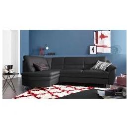 Sit & More Ecksofa SIT & MORE "Cardoso L-Form" Sofas Gr. B/H/T: 250cm x 90cm x 175cm, Flachgewebe, Ottomane links, mit Bettfunktion, schwarz mit Federkern, wahlweise Bettfunktion und Schubkasten