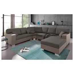 Wohnlandschaft Inosign "U-Form" Sofas Gr. B/H/T: 324cm x 94cm x 90cm, Kunstleder SOFTLUX-Struktur, Recamiere rechts, braun (braun, braun)