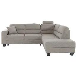 Ecksofa Trendmanufaktur "Chamber, L-Form" Sofas Gr. B/H/T: 245cm x 85cm x 203cm, Struktur grob, Ottomane rechts, Mit Schlaffunktion, grau (quiet grey) inklusive einer Kopfstütze, wahlweise mit Schlaffunktion