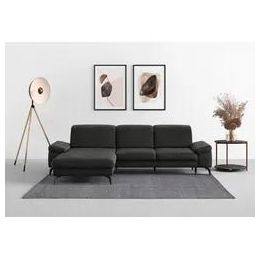 Sit & More Ecksofa SIT & MORE "Cabana L-Form" Sofas Gr. B/H/T: 301cm x 84cm x 195cm, Feincord, mega-Recamiere links, ohne Sitztiefenverstellung-ohne Kopfteilverstellung-ohne Armlehnfunktion-mit Federkern, grau (anthrazit) Recamiere, wahlweise mit Sitztiefen-, Armlehnen- und Kopfteilfunktion