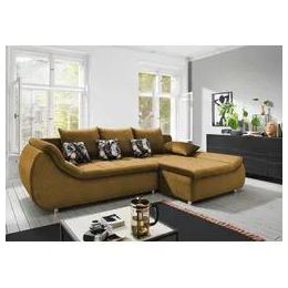 Ecksofa Inosign "Imola L-Form" Sofas Gr. B/H/T: 270cm x 90cm x 170cm, Velours, Armlehne links-Bettfunktion links-Recamiere rechts, gelb auch mit Bettfunktion