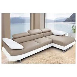 Ecksofa Inosign "Solution L-Form", weiß (altweiß, sand), B:270cm H:73cm T:167cm, Sofas, wahlweise mit Bettfunktion