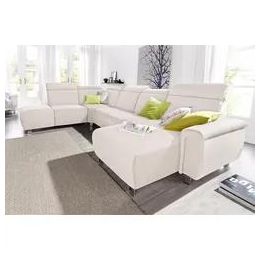 Sit & More Wohnlandschaft SIT & MORE "Township U-Form" Sofas Gr. B/H/T: 345cm x 102cm x 247cm, Struktur fein, Ottomane links, ohne Funktion, beige (linen) wahlweise mit elektrischer Wallfree-Funktion