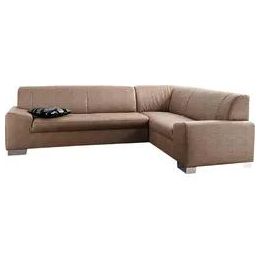 Ecksofa DOMO collection "Alisson L-Form" Sofas Gr. B/H/T: 249cm x 75cm x 181cm, Struktur, langer Schenkel links, mit Bettfunktion, braun (braun, beige) wahlweise mit Bettfunktion