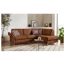 Sit & More Ecksofa SIT & MORE "Clio L-Form" Sofas Gr. B/H/T: 254cm x 89cm x 190cm, Microfaser, Ottomane rechts, mit Bettfunktion-mit Bettkasten, braun (cognac) wahlweise mit Bettfunktion und Bettkasten, inklusive Federkern