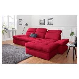 Sit & More Ecksofa SIT & MORE "Stardust L-Form", rot, B:302cm H:77cm T:189cm, Struktur (100% Polyester), Struktur fein (95% Polyester, 5% Polyamid), Sofas, wahlweise mit Bettfunktion und Bettkasten