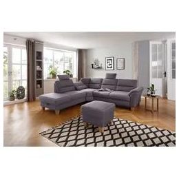 Ecksofa Home Affaire "Soleo L-Form", grau (dunkelgrau), B:262cm H:89cm T:235cm, Luxus-Microfaser ALTARA NUBUCK (100% Polyester), Struktur (100% Polyester), Luxus-Microfaser Lederoptik (100% Polyester), Sofas, komfortabel durch Trapezecke mit Relaxfunktion, auch mit Bettfunktion