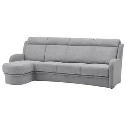 Ecksofa VILLA BECK "Varese L-Form" Sofas Gr. B/H/T: 256cm x 102cm x 83cm, Microfaser-Flock, Longchair links, ohne Bettkasten, grau (6 fels) Kopfteilverstellung, wahlweise mit Sitzvorzug, in Sitzhöhe 49 cm