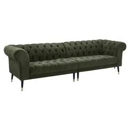 Guido Maria Kretschmer Home & Living Chesterfield-Sofa GUIDO MARIA KRETSCHMER HOME & LIVING "Tinnum" Sofas Gr. B/H/T: 263cm x 77cm x 87cm, Struktur weich, grün (olive)