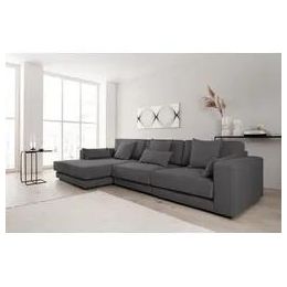 Ecksofa OTTO products "Grenette L-Form" Sofas Gr. B/H/T: 326cm x 77cm x 154cm, Baumwollmix, Ottomane links, grau (anthrazit) Modulsofa, im Baumwoll-Leinenmix oder aus recycelten Stoffen