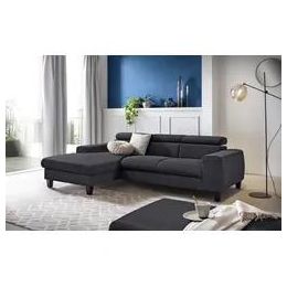 Ecksofa COTTA "Morven L-Form" Sofas Gr. B/H/T: 244cm x 72cm x 166cm, Microfaser PRIMABELLE, Recamiere links, ohne Bettfunktion-ohne Bettkasten-mit Ladestation-mit Kopfteilverstellung, grau (lava) Ecksofa Polstermöbel Sofas Inklusive Kopfteilverstellung, wahlweise mit Ladestation, Bettfunktion