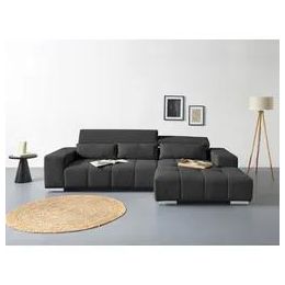 Ecksofa COTTA "Orion L-Form" Sofas Gr. B/H/T: 307cm x 73cm x 186cm, Luxus-Microfaser, Recamiere rechts, schwarz mit Recamiere, inkl. verstellbaren Kopfstützen und 3 Kissen