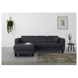 Sit & More Ecksofa SIT & MORE "Belluci L-Form" Sofas Gr. B/H/T: 247cm x 85cm x 170cm, Struktur weich, Recamiere links, ohne Bettfunktion-ohne Bettkasten, blau (tiefblau) inklusive Federkern, wahlweise mit Bettfunktion und Bettkasten