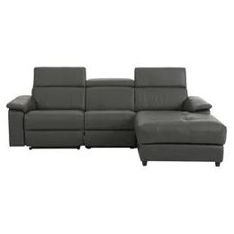 Ecksofa Home Affaire "Binado, L-Form" Sofas Gr. B/T: 252cm x 164cm, Echtleder-Kunstleder, Recamiere rechts, mit motorischer Relaxfunktion-mit USB-Anschluss, grau mit manueller oder elektrischer Relaxfunktion USB-Anschluss