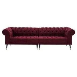 Guido Maria Kretschmer Home & Living Chesterfield-Sofa GUIDO MARIA KRETSCHMER HOME & LIVING "Tinnum" Sofas Gr. B/H/T: 263cm x 77cm x 87cm, Struktur weich, rot