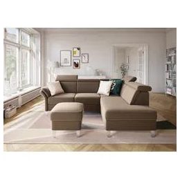 Sit & More Ecksofa SIT & MORE "Vincenzo L-Form" Sofas Gr. B/H/T: 245cm x 84cm x 193cm, Luxus-Microfaser, Ottomane rechts, mit Kopfteilverstellung-mit Bettfunktion, braun inklusive Kopfteilverstellung, wahlweise mit Bettfunktion, Bettkasten