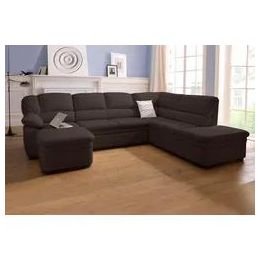 Wohnlandschaft COTTA "Casino U-Form" Sofas Gr. B/H/T: 313 cm x 98 cm x 95 cm, Kunstleder SOFTLUX, Ottomane rechts, ohne Bettfunktion, braun wahlweise mit Bettfunktion