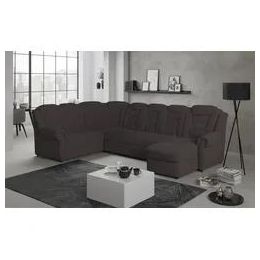 Wohnlandschaft Home Affaire "Boston U-Form" Sofas Gr. B/H/T: 333 cm x 102 cm x 216 cm, Microfaser bedruckt, langer Schenkel links-Recamiere rechts, Ohne Bettfunktion-ohne Schubkasten, braun (earth) Gemütliche Wohnlandschaft mit hoher Rückenlehne in klassischem Design