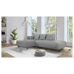 Ecksofa Andas "Svennis L-Form" Sofas Gr. B/H/T: 254 cm x 83 cm x 165 cm, Struktur, Recamiere links, grau (hellgrau) incl. Zierkissen, in 2 Bezugsvarianten