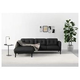 Sit & More Ecksofa SIT & MORE "Scandia L-Form" Sofas Gr. B/H/T: 269cm x 82cm x 183cm, Struktur weich, Recamiere links, Ohne Kopfteilverstellung-Ohne Armteilfunktion-Mit schwarzen matten Metallfüßen, schwarz Wahlweise mit Kopfteilverstellung und Armteilfunktion