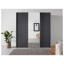 Schwebetürenschrank Rauch "Kleiderschrank Schrank Garderobe TOPSELLER OTELI inkl. Inneneinteilung" Schränke Gr. B/H/T: 203 cm x 210 cm x 62 cm, grau (graumetallic) mit 3 Innenschubladen sowie zusätzlichen Einlegeböden MADE IN GERMANY