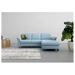 Sit & More Ecksofa SIT & MORE "Maggiore L-Form" Sofas Gr. B/T: 258cm x 173cm, Soft clean, mega-Recamiere rechts, mit Kopfteilverstellung-ohne Bettfunktion-ohne Bettkasten-Fussfarbe: Nickel satiniert, blau (hellblau) wahlweise mit Kopfteilverstellung, Bettfunktion und Bettkasten