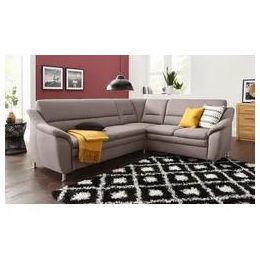 Sit & More Ecksofa SIT & MORE "Cardoso L-Form" Sofas Gr. B/H/T: 249cm x 90cm x 209cm, Flachgewebe, langer Schenkel links, keine Funktion, grau (hellgrau) mit Federkern, wahlweise Bettfunktion und Schubkasten