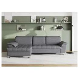 Ecksofa DOMO collection "Franzi Steppung im Sitzbereich B7T/H: 278/162/80 cm, L-Form" Sofas Gr. B/H/T: 278cm x 80cm x 171cm, Struktur grob, Recamiere links, mit Kopfteilverstellung, grau (weiß, grau) wahlweise mit Bettfunktion, Bettkasten und Kopfteilverstellung