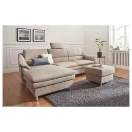 Sit & More Ecksofa SIT & MORE "Cardoso L-Form" Sofas Gr. B/H/T: 264cm x 90cm x 162cm, Luxus-Microfaser 2, Recamiere links, mit Bettfunktion, beige mit Federkern, wahlweise Bettfunktion