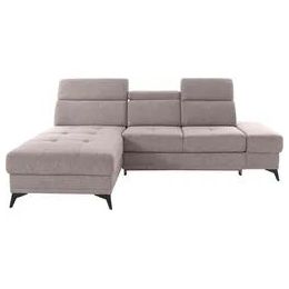 Ecksofa Inosign "Cardiz L-Form" Sofas Gr. B/H/T: 246 cm x 83 cm x 173 cm, Webstoff, Recamiere links, mit Bettfunktion-mit Bettkasten, rosa (rosé) inkl.Kopfteilverstellung und Federkern wahlweise mit Bettfunktion