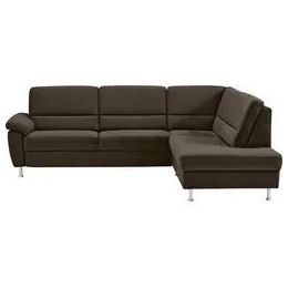 Ecksofa CALIZZA INTERIORS "Onyx L-Form" Sofas Gr. B/H/T: 257cm x 90cm x 196cm, Flachgewebe, Ottomane rechts, ohne Bettfunktion ohne Bettkasten, braun (mocca) Ottomane links oder rechts, wahlweise mit Bettfunktion, Breite 257 cm