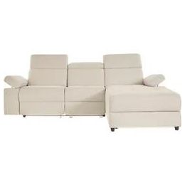 Ecksofa Places of Style "Kilado, L-Form" Sofas Gr. B/H/T: 259cm x 98cm x 163cm, Struktur fein, Recamiere rechts, manuelle Relaxfunktion auf Seite gegenüber der Recamiere, beige (creme) mit Relaxfunktion, verstellbarer Armlehne, Kopfteilverstellung