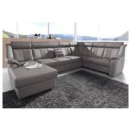 Sit & More Wohnlandschaft SIT & MORE "Basel U-Form" Sofas Gr. B/H/T: 315cm x 98cm x 210cm, Luxus-Microfaser ALTARA NUBUCK, Recamiere links, mit Relaxfunktion, grau wahlweise mit Relaxfunktion