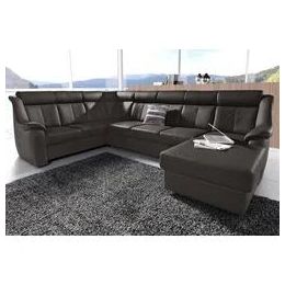 Sit & More Wohnlandschaft SIT & MORE "Basel U-Form" Sofas Gr. B/H/T: 315cm x 98cm x 210cm, Luxus-Microfaser ALTARA NUBUCK, Recamiere rechts, mit Relaxfunktion, schwarz wahlweise mit Relaxfunktion