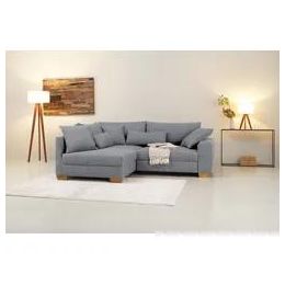 Ecksofa Home Affaire "Helena II, L-Form" Sofas Gr. B/H/T: 227 cm x 77 cm x 190 cm, Struktur grob, Ottomane links, ohne Bettfunktion, beige (moonlight) Mit Federkern, wahlweise mit Bett und Taschenfederkern