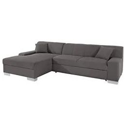 Ecksofa DOMO collection "Bero L-Form" Sofas Gr. B/H/T: 268cm x 74cm x 153cm, Struktur fein, Recamiere links, mit Bettfunktion, schwarz (pepper) wahlweise mit Bettfunktion