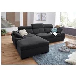 Ecksofa exxpo - SOFA FASHION "Salerno, inkl. Kopf- und Armteilverstellung, elegant & bequem, L-Form", grau (graphit), B:280cm H:77cm T:170cm, Sofas, wahlweise mit Bettfunktion und Bettkasten, tolle Detailverarbeitung