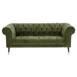 Guido Maria Kretschmer Home & Living Chesterfield-Sofa GUIDO MARIA KRETSCHMER HOME & LIVING "Tinnum" Sofas Gr. B/H/T: 195cm x 77cm x 87cm, Struktur weich, grün (olive)