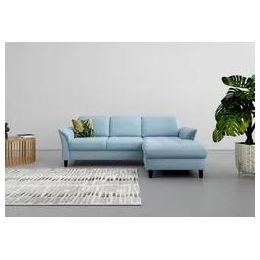 Sit & More Ecksofa SIT&MORE "Maggiore L-Form" Sofas Gr. B/H/T: 258 cm x 88 cm x 173 cm, Soft clean, mega-Recamiere rechts, ohne Kopfteilverstellung-ohne Bettfunktion-ohne Bettkasten-Fussfarbe: schwarz matt, blau (hellblau) wahlweise mit Kopfteilverstellung, Bettfunktion und Bettkasten